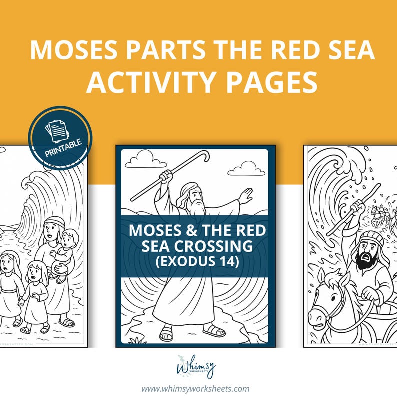 Moses Red Sea Printable | Bible Story Craft for Kids | Sunday School ...