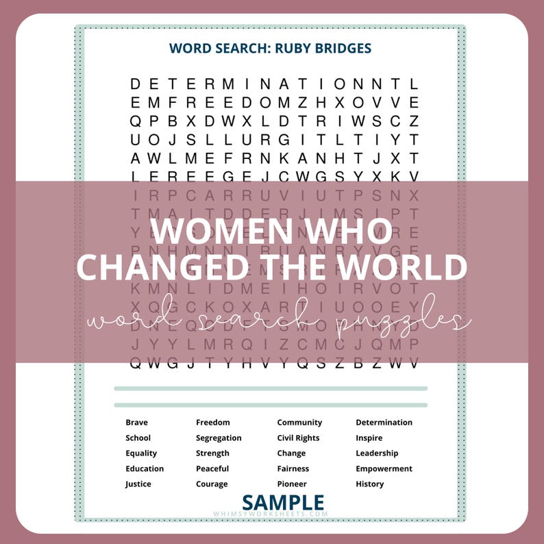 110 Women's History Word Search Puzzles | Educational and Printable PDF ...