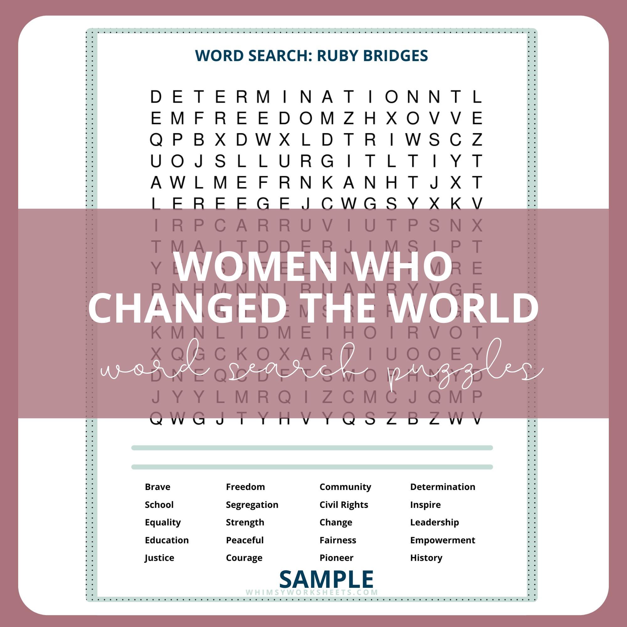 110 Famous Women's History Word Search Puzzles (PDF) - Etsy