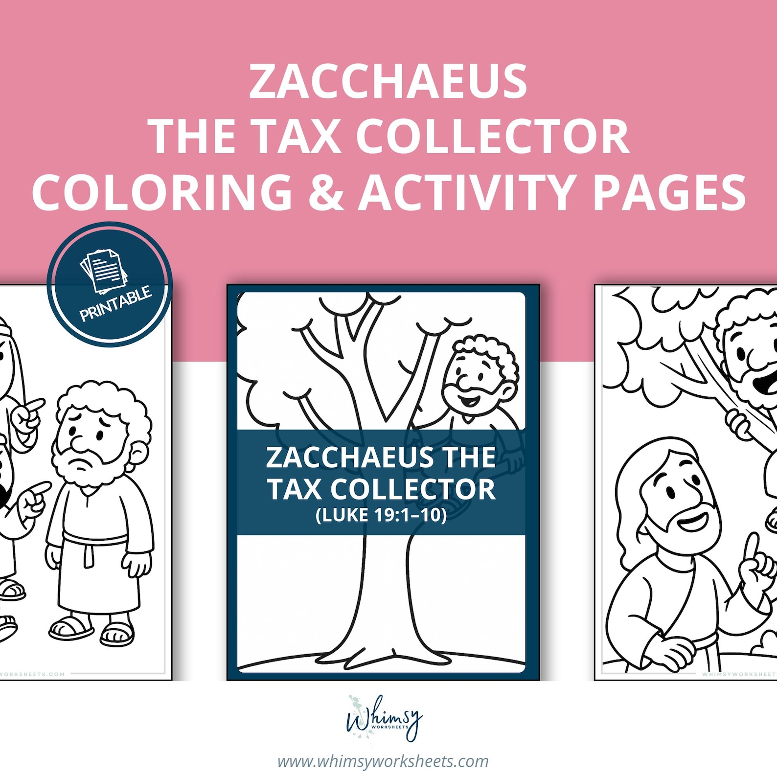 Zacchaeus Bible Story Printable for Kids | Bible Games | Sunday School Craft | Christian ...