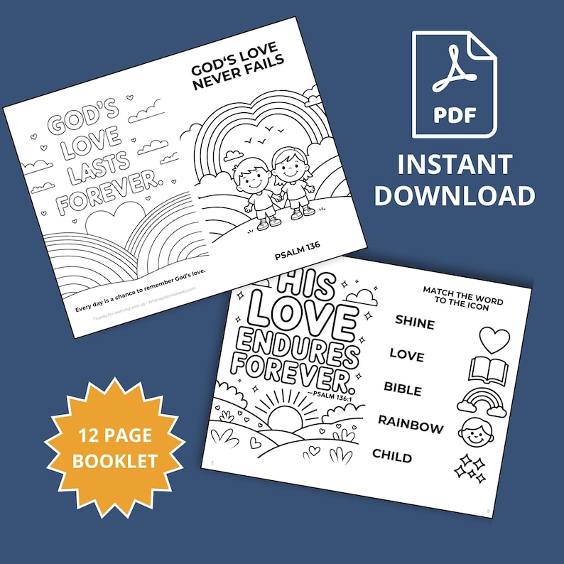 God’s Love Never Fails Mini Coloring Book | Psalm 136 Bible Coloring ...