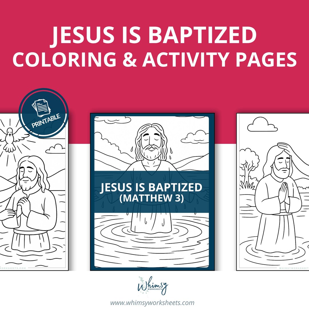 Jesus Baptism Bible Story Printable | Sunday School Coloring and ...
