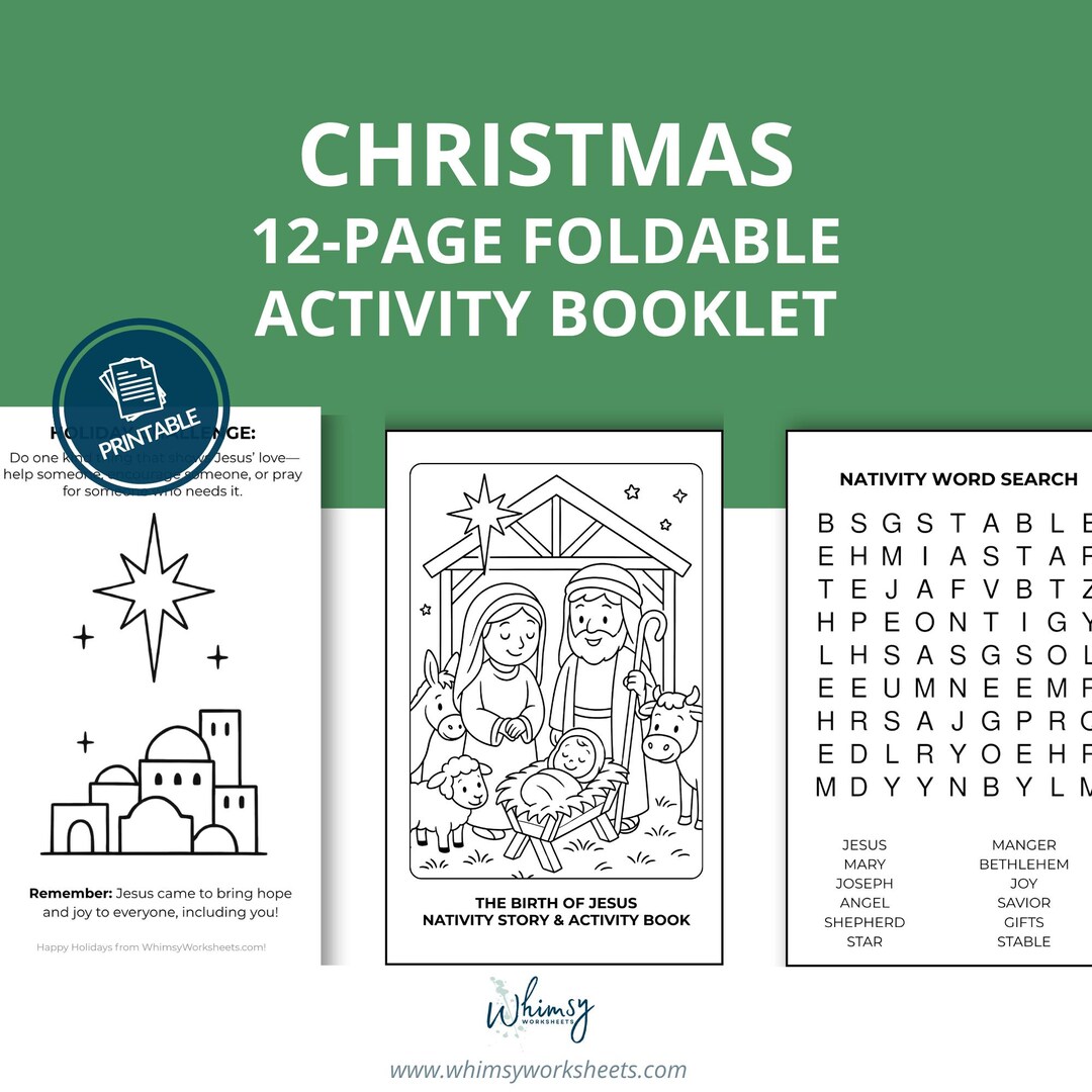 Christmas Activity Book for Kids | 12-page Advent Printable With Jesus ...