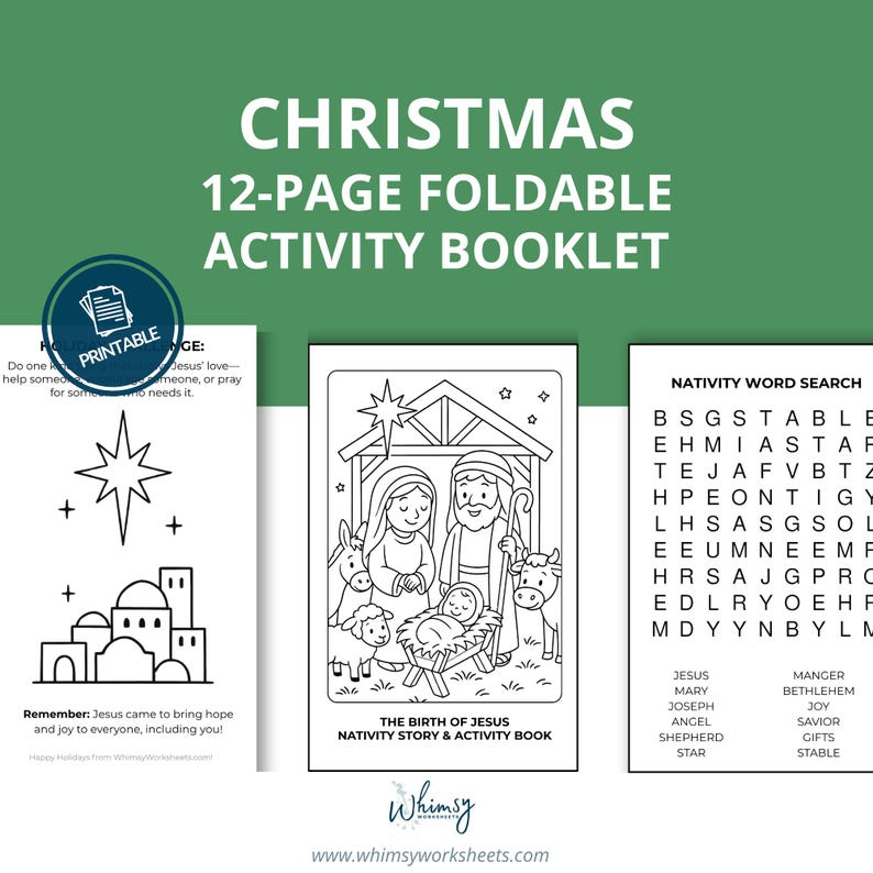 Christmas Activity Book for Kids | 12-page Advent Printable With Jesus ...