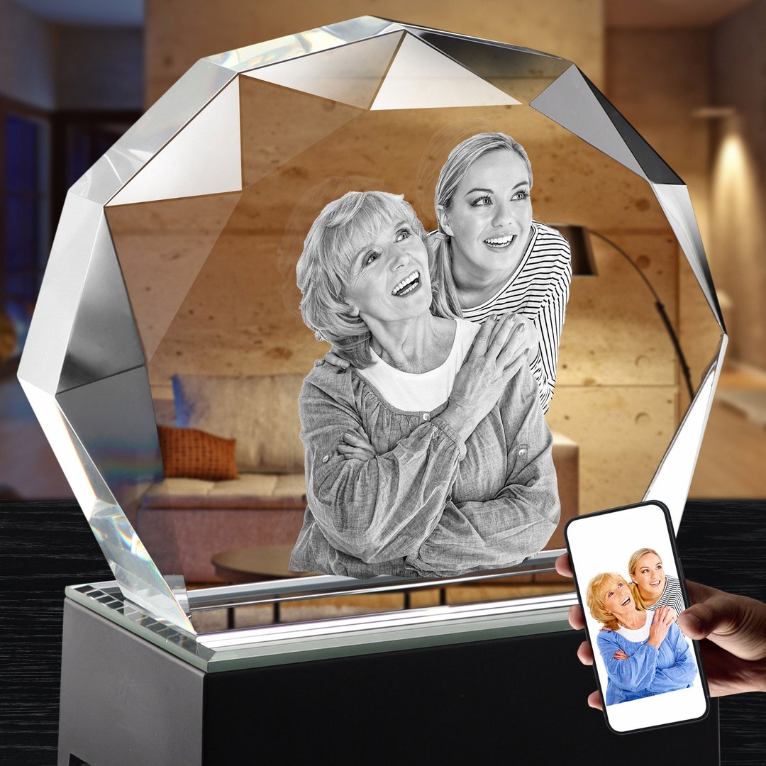 Personalized 3D Crystal Photo, Custom Glass Laser Etched Engraved Photo ...