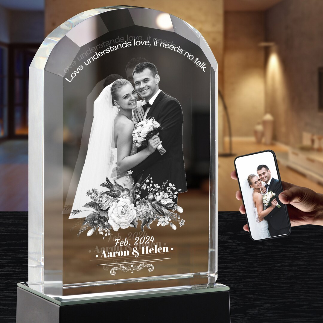 Personalized 3D Crystal Photo, Custom Glass Laser Etched Engraved Photo ...