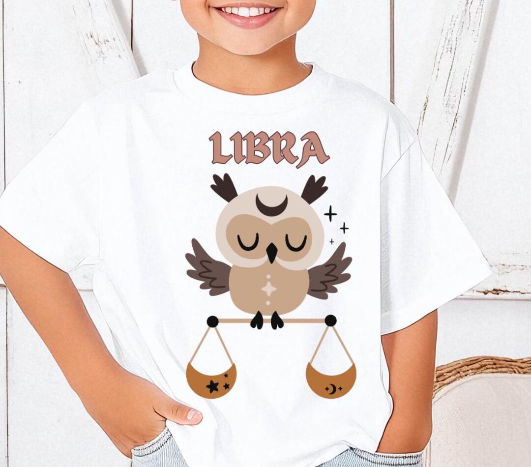 Libra Zodiac Kids Shirt, Owl Astrology Tee, Birthday Gift - Etsy
