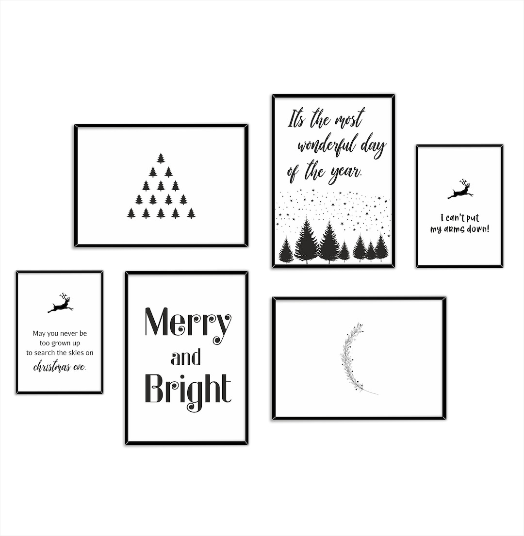 Merry Christmas Wall Decor Set Printable Wall Posters Set of - Etsy