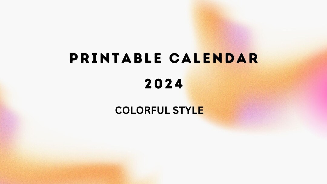 2024 Printable Calendar Colorful Style - Etsy