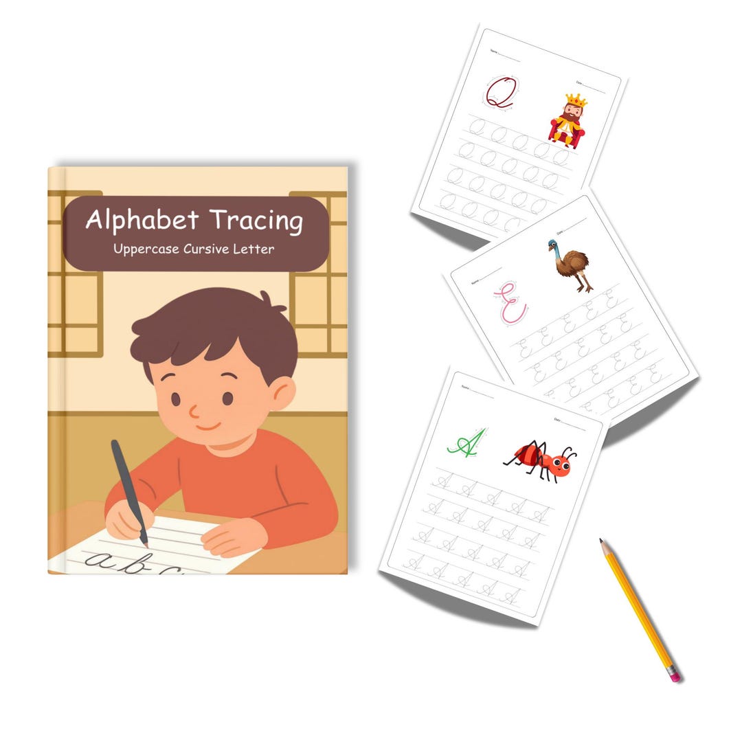 Cursive Alphabet Tracing Workbook | Uppercase Letters A-Z | Handwriting ...