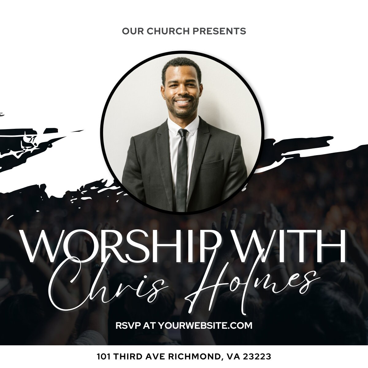 Church & Ministry Events Customizable Canva Flyer | Black and White ...