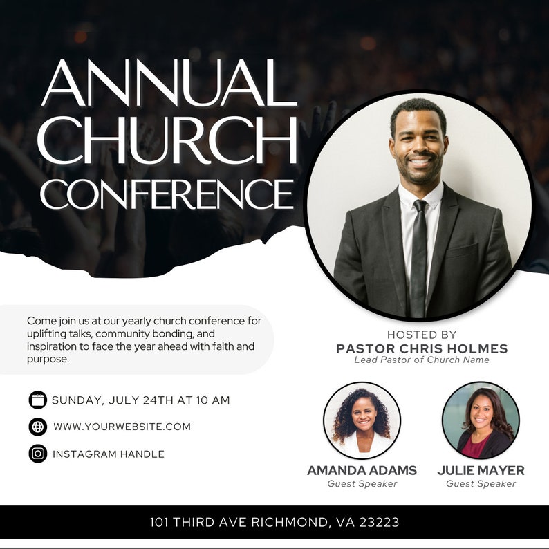 Church & Ministry Events Customizable Canva Flyer | Black and White ...