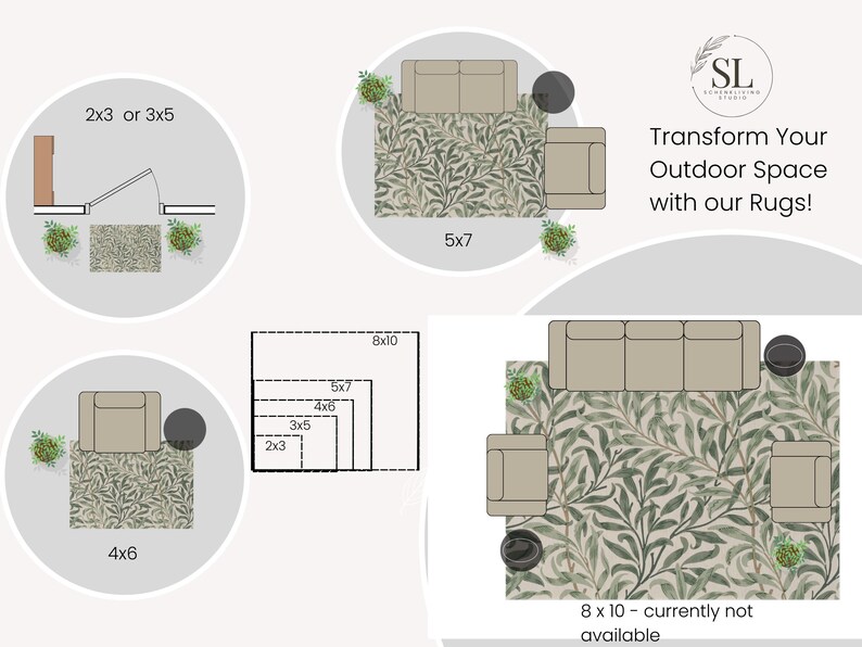 Outdoor Area Rug Vintage Botanical Leaf William Morris Modern Farmhouse ...