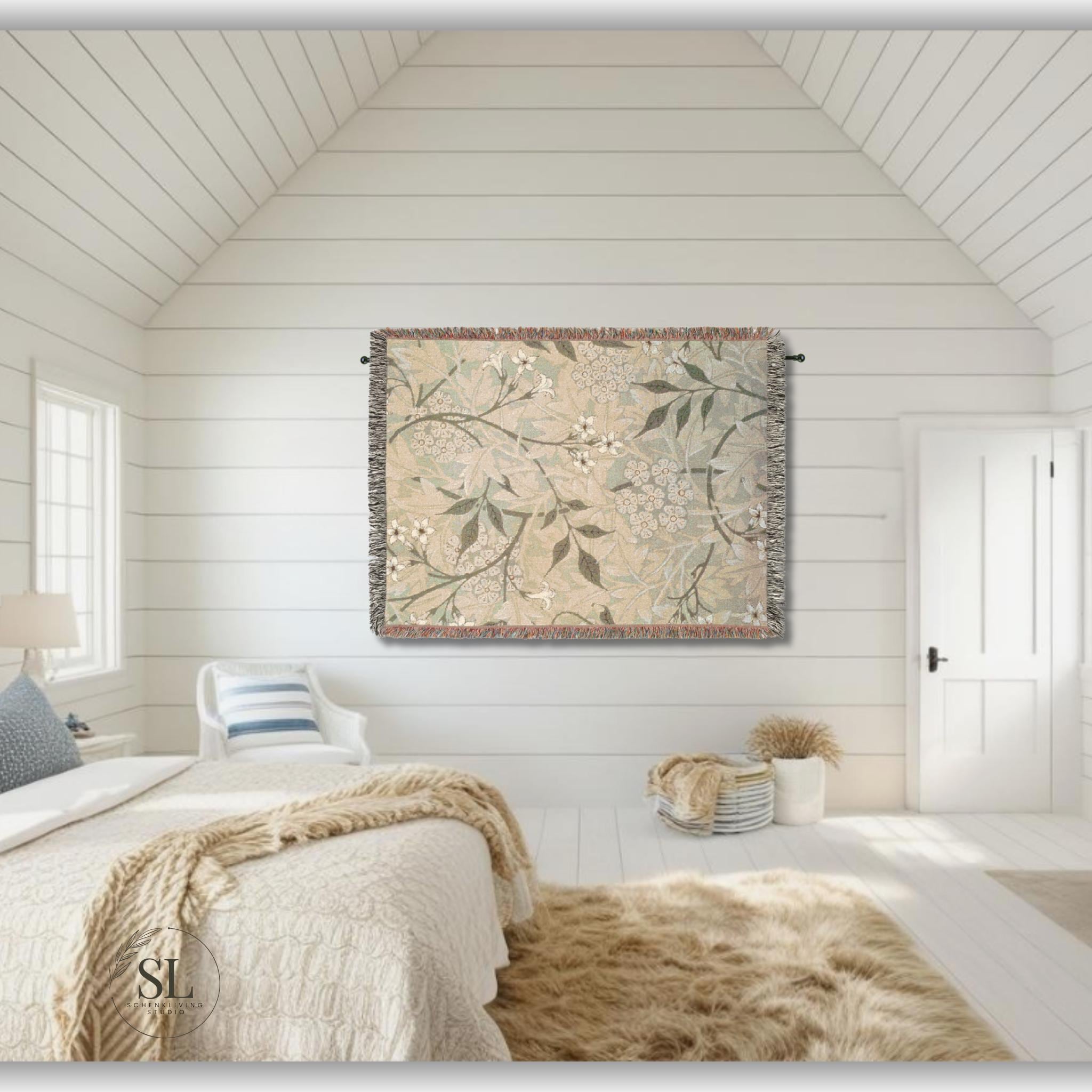 Large Vintage Floral Wall Hanging | Neutral Large Vertical Tapestry for ...