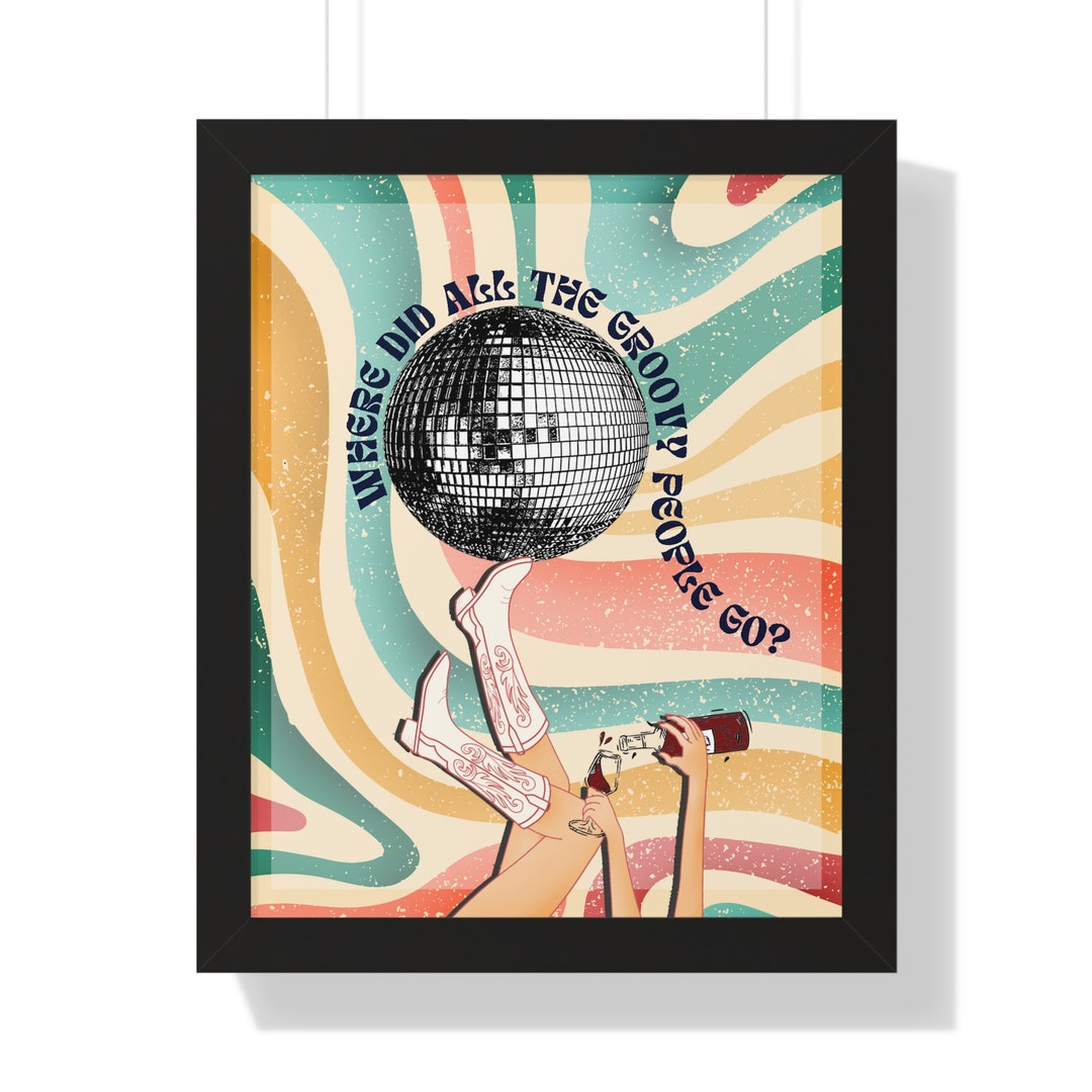 Disco Cowgirl Poster Framed, 70s Home Decor, Groovy Wall Hanging - Etsy