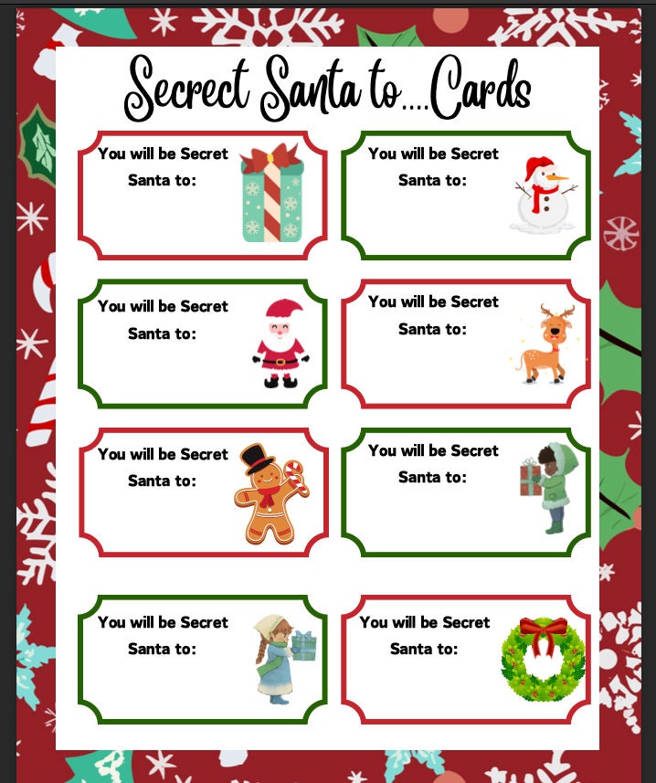 Secret Santa Questionnaire PDF Printable - Etsy