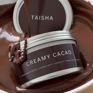 Creamy Cacao Chocolate Candle Tin Scented Soy Wax Wooden Wick - Etsy
