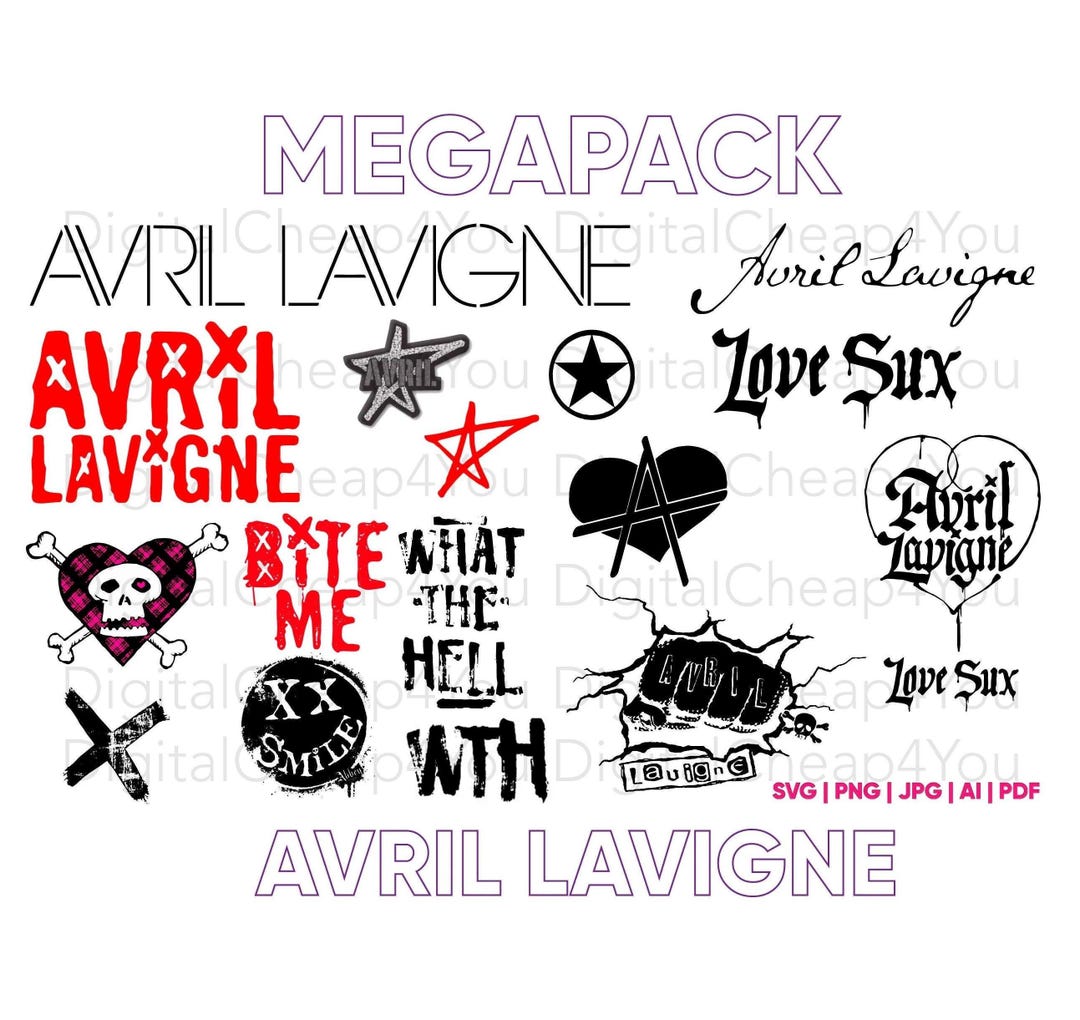Avril Lavigne Digital SVG Megapack, 15 High Quality SVG, Pdf, AI, Png ...