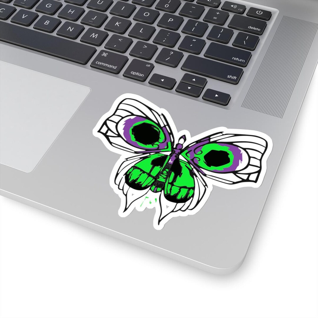 Arcane-inspired Jinx Butterfly Sticker - Neon Green & Purple Design - Etsy