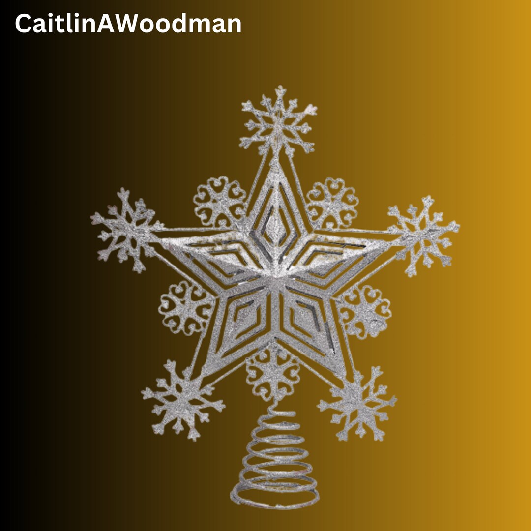 Christmas Tree Décor Gold Metal Star Tree Topper With Glitter - Etsy