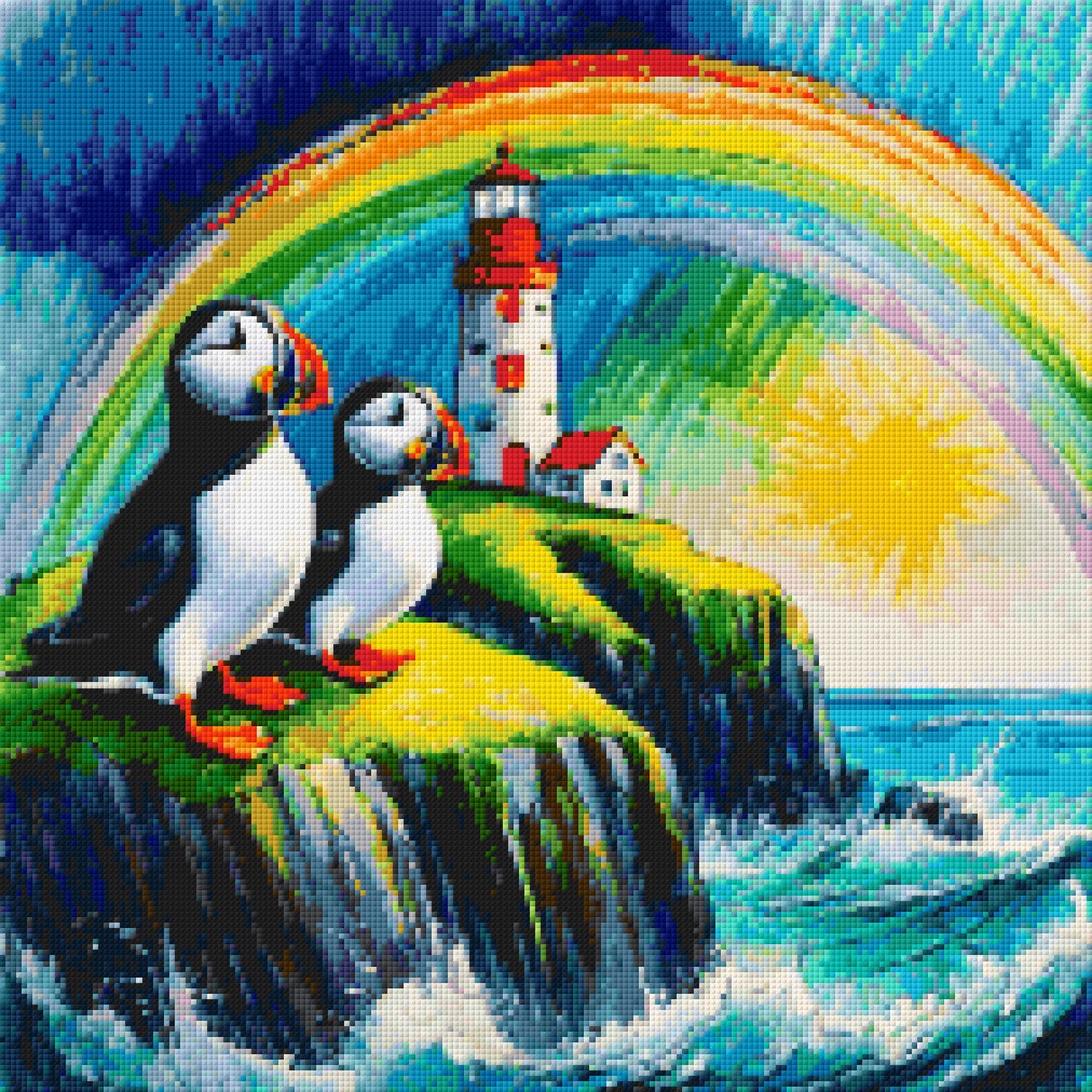 Puffin Rainbow Cross Stitch Pattern - Etsy