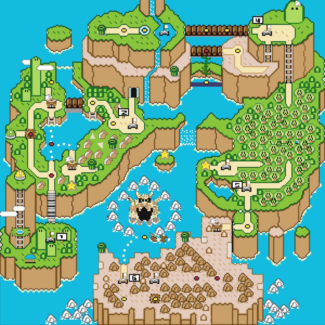 SNES Super Mario World Overworld Map Cross Stitch Pattern - Etsy UK