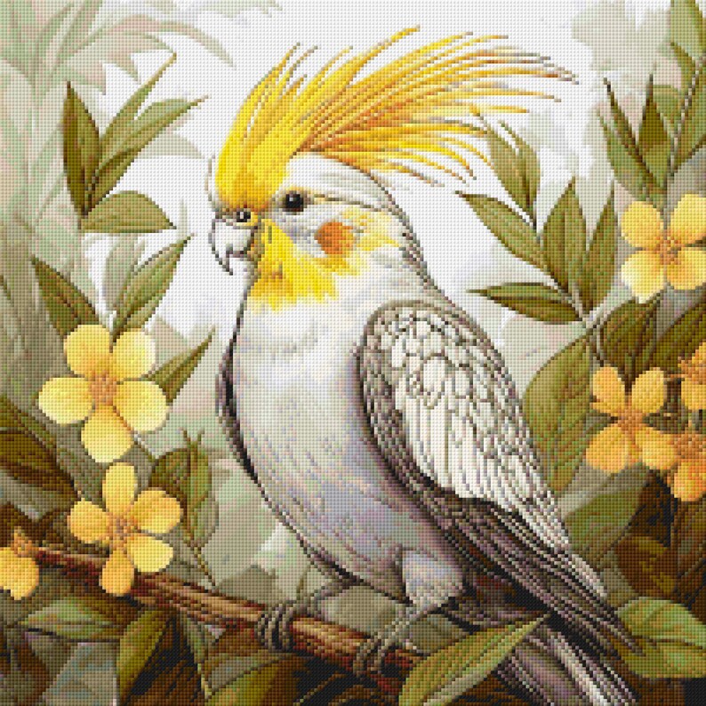 Cockatiel in Flowers Cross Stitch Pattern - Etsy