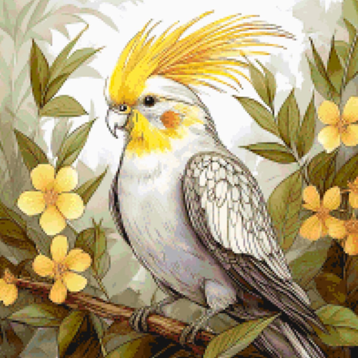 Cockatiel in Flowers Cross Stitch Pattern - Etsy