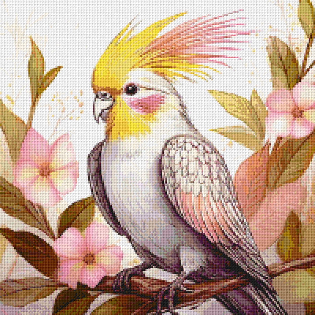 Cockatiel in Pink Flowers Cross Stitch Pattern - Etsy