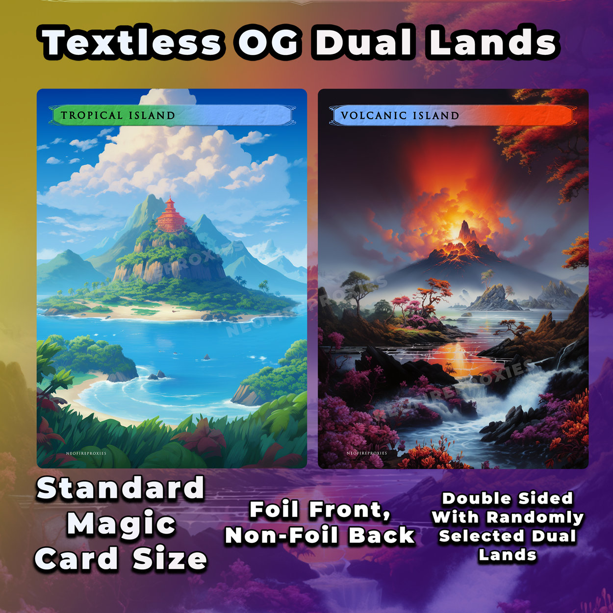 MTG Original Dual Land Proxies, Foil Textless Dual Lands for Magic the ...