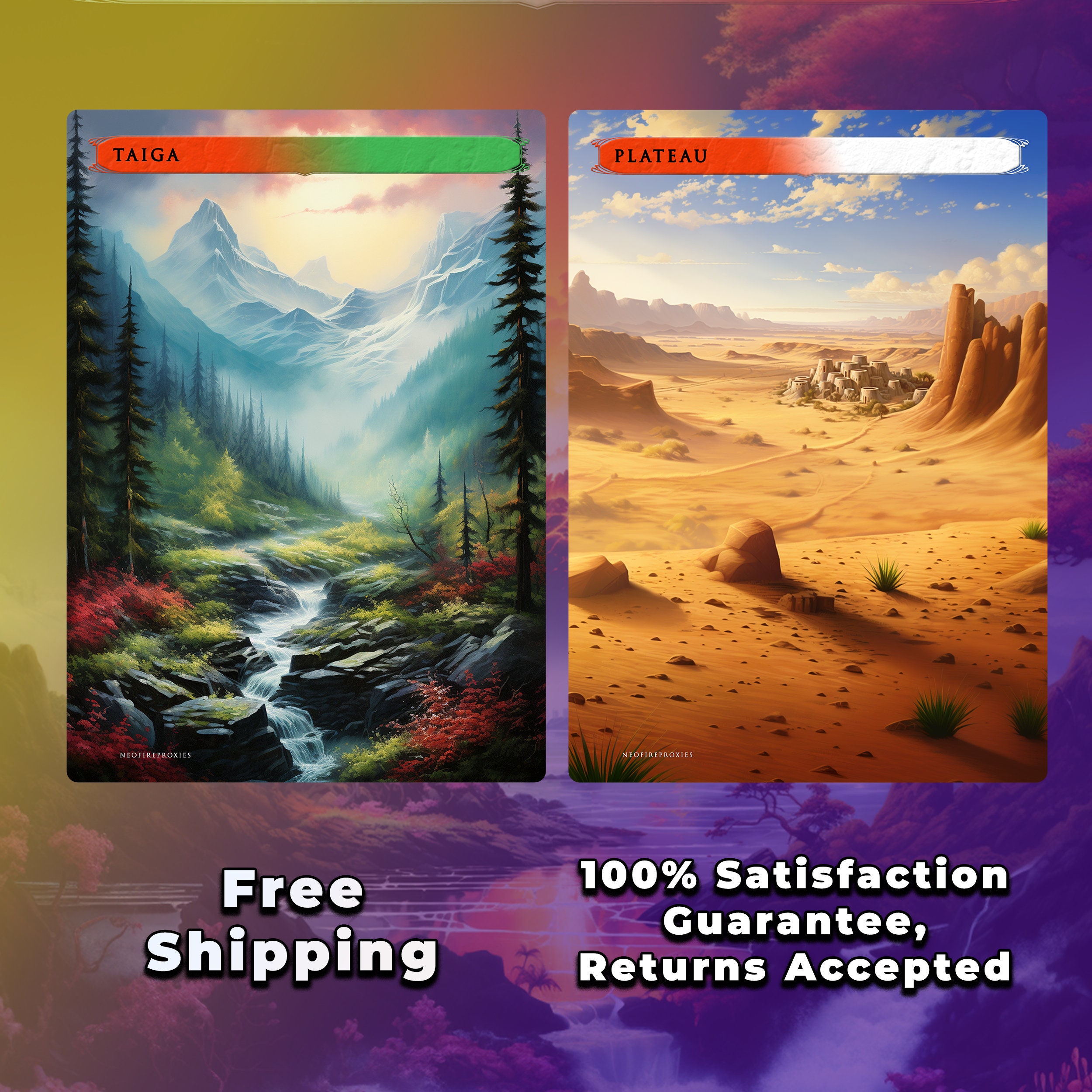 MTG Original Dual Land Proxies, Foil Textless Dual Lands for Magic the ...