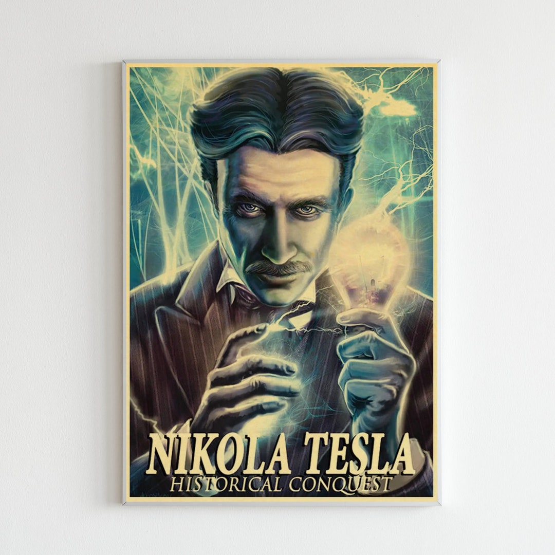 Nikola Tesla Retro Poster, Scientist Wall Art, Vintage Print, Gift for ...