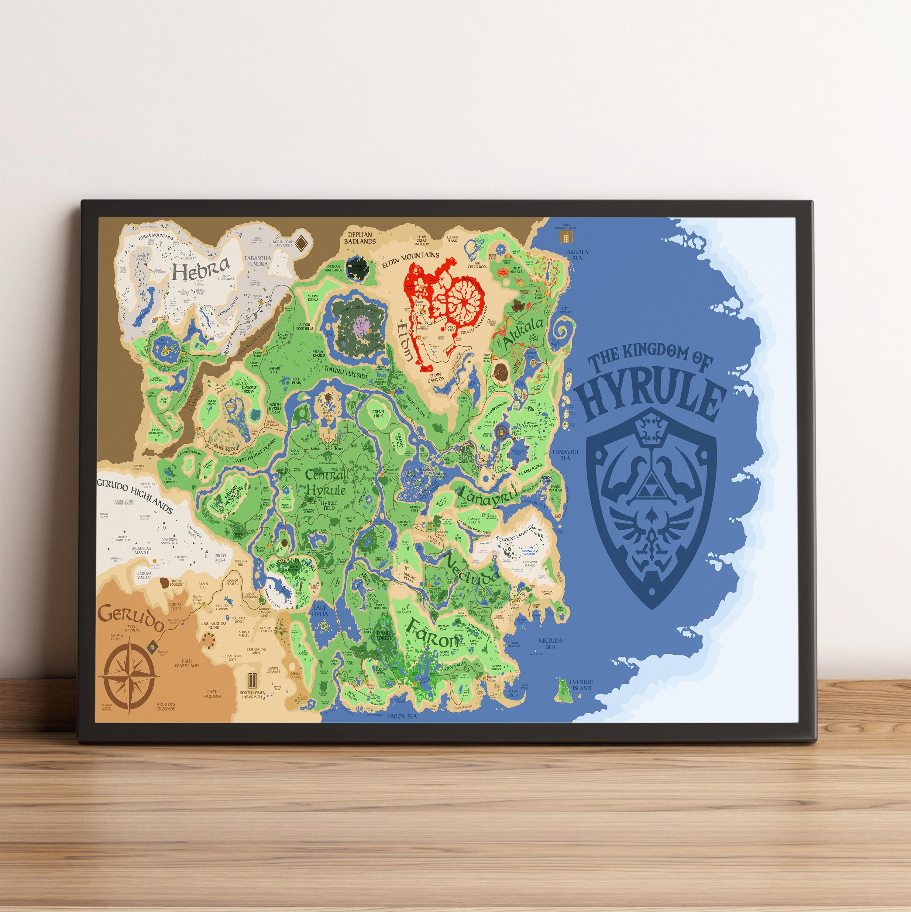 The Legend of Zelda Map Poster, Game Print, Wall Art, Home Decor, Gift ...