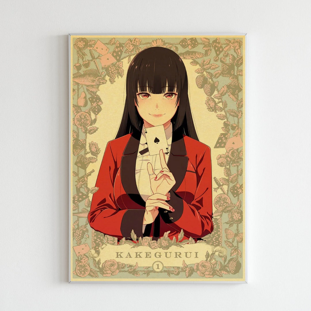 Kakegurui Retro Poster, Yumeko Jabami Wall Art, Anime Vintage Print ...