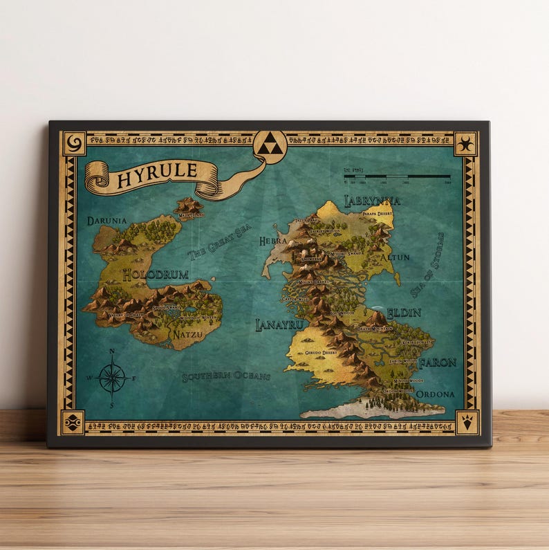 The Legend of Zelda Map Poster, Game Print, Wall Art, Home Decor, Gift ...