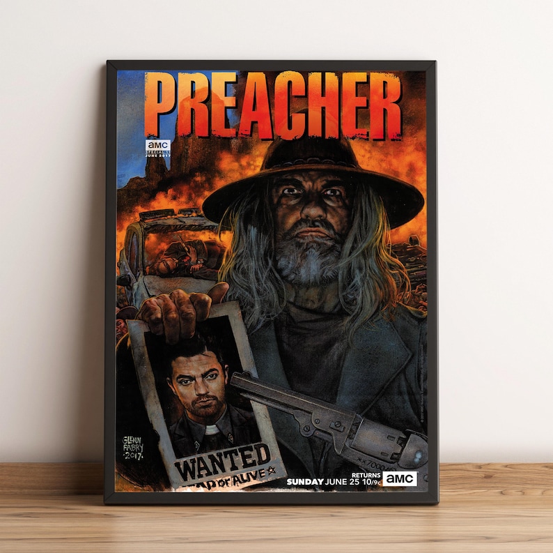 Preacher Poster, TV Series Print, Wall Art, Home Decor, Gift for TV ...
