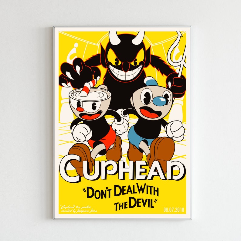 Cuphead Retro Poster, Cuphead Wall Art, Game Vintage Print, Gift for ...