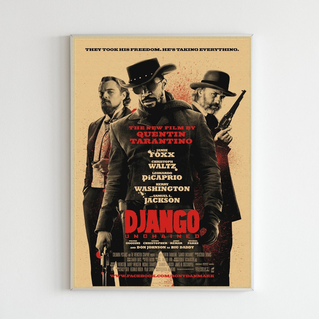 Django Unchained Retro Poster, Quentin Tarantino Wall Art, Western Film ...