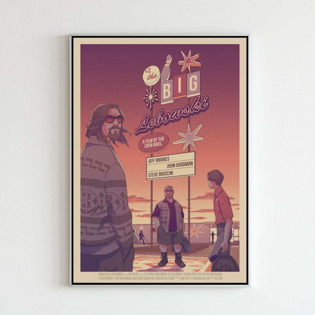The Big Lebowski Retro Poster, Jeffrey Lebowski Wall Art, Comedy Film ...