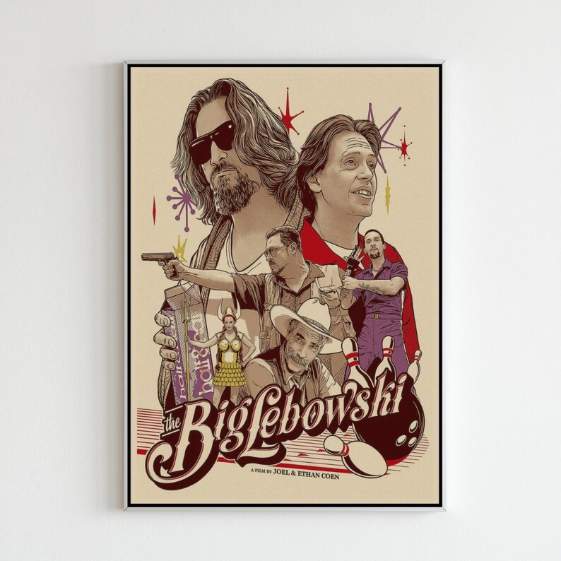 The Big Lebowski Retro Poster, Jeffrey Lebowski Wall Art, Comedy Film ...