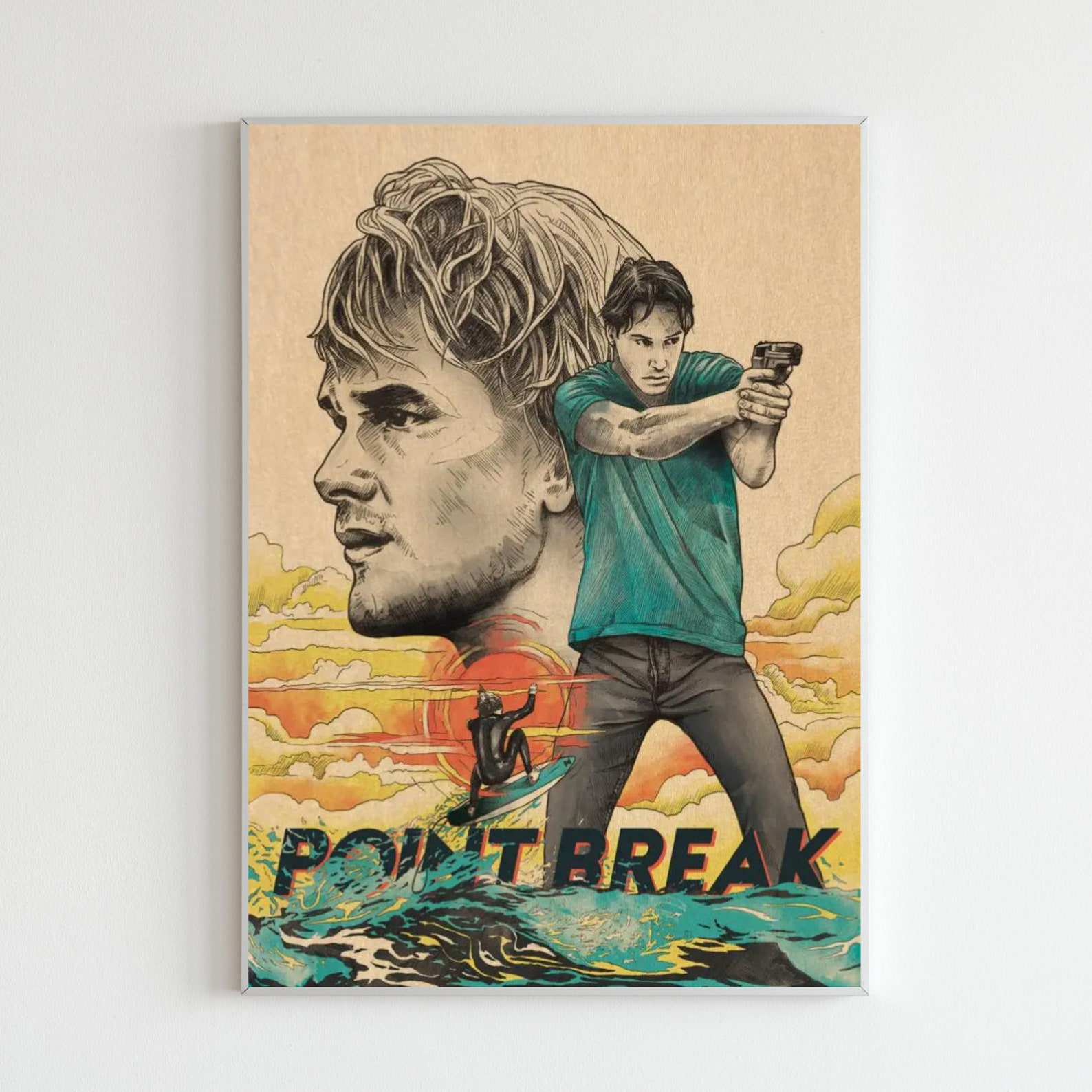 Point Break Retro Poster, Johnny Utah Wall Art, Action Film Vintage ...