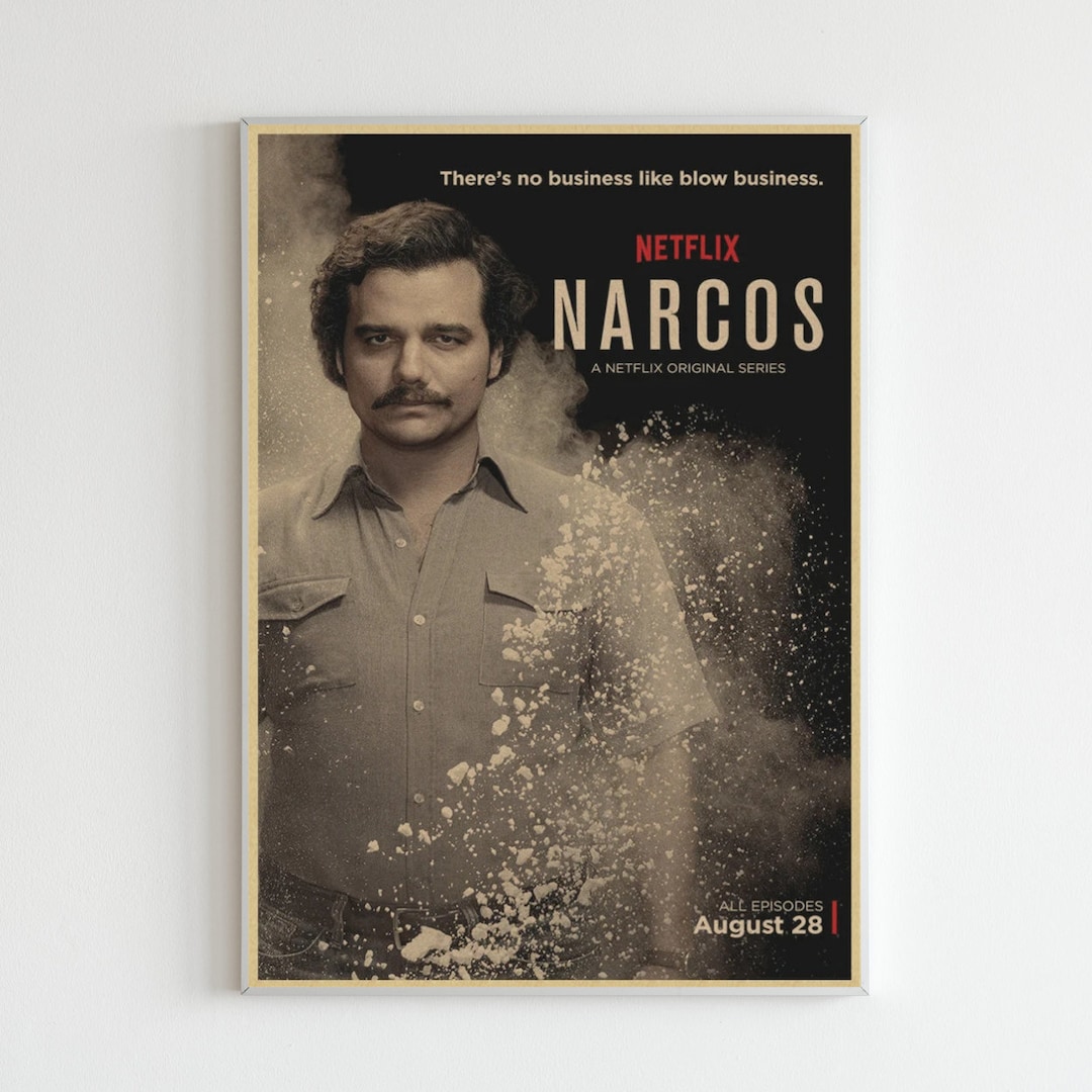 Narcos Retro Poster, Pablo Escobar Wall Art, Tv Series Vintage Print ...