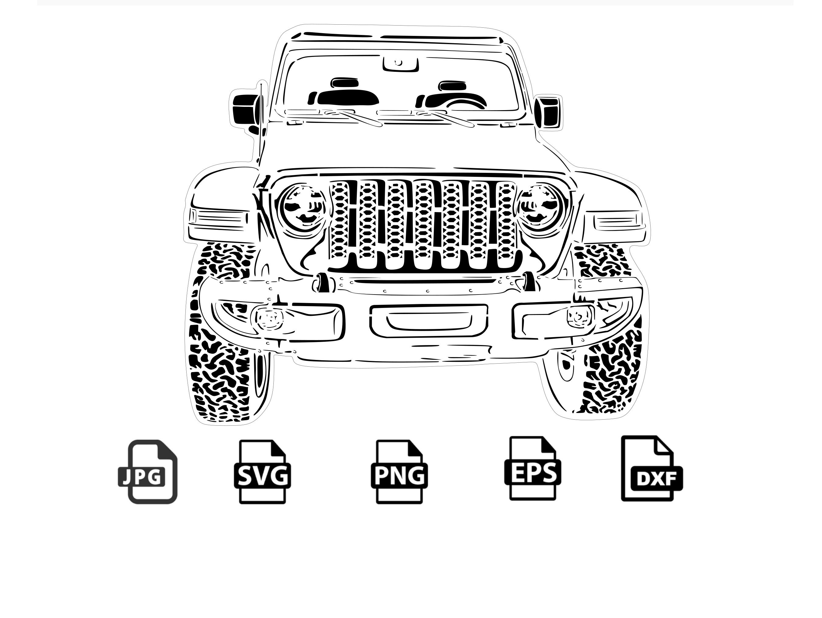 Wrangler Rubicon SVG, Png, Jpg, Dxf, Eps Car Drawing Cricut Instant ...