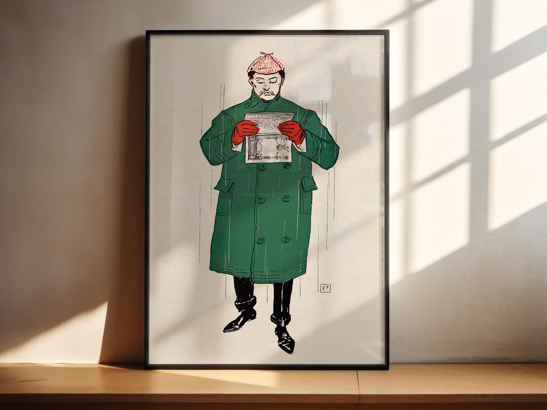 Man Reading Book by Edward Penfield Vintage Magazine Cover Art ...