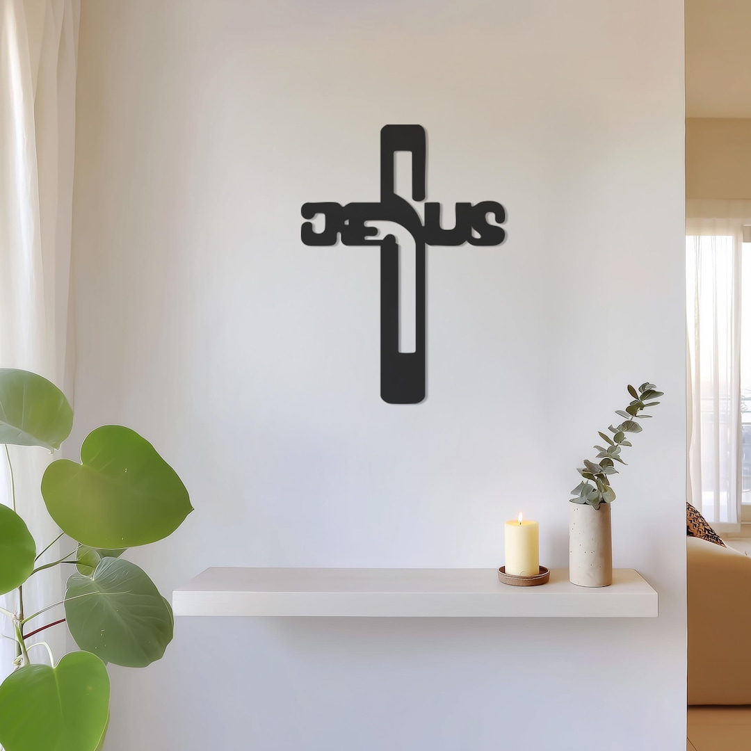 Jesus Cross Metal Wall Art, Christian Wall Decor, Religious Metal ...