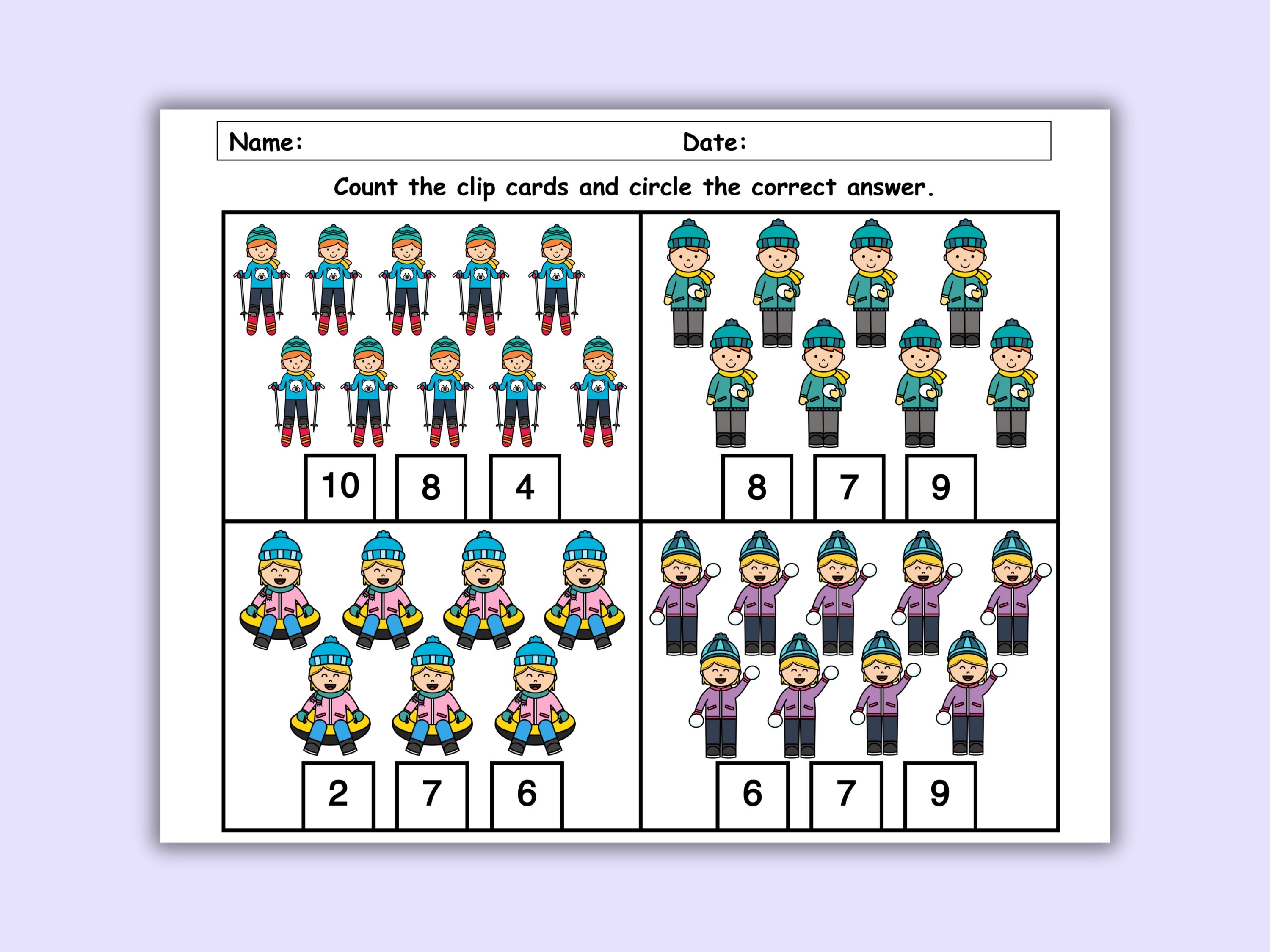 Math Winter Clipart Addition, Counting Worksheets, Preschool Activities ...