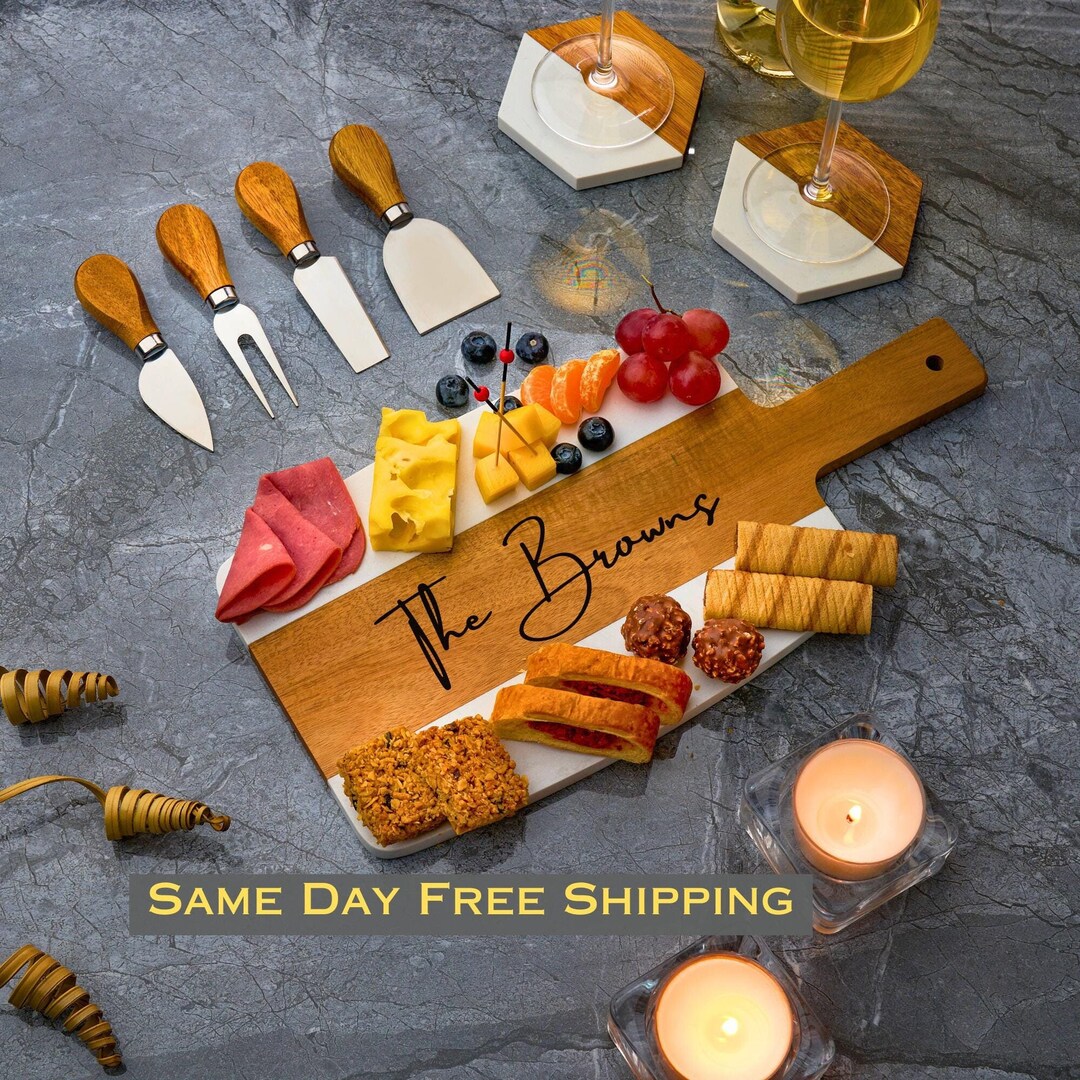 Personalized Serving Board for Couple or Family Gift, Cheese Board With ...