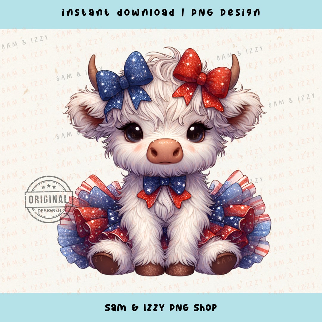 Fourth of July Png, Patriotic Cow, American Cow, Western Cow, Highland ...
