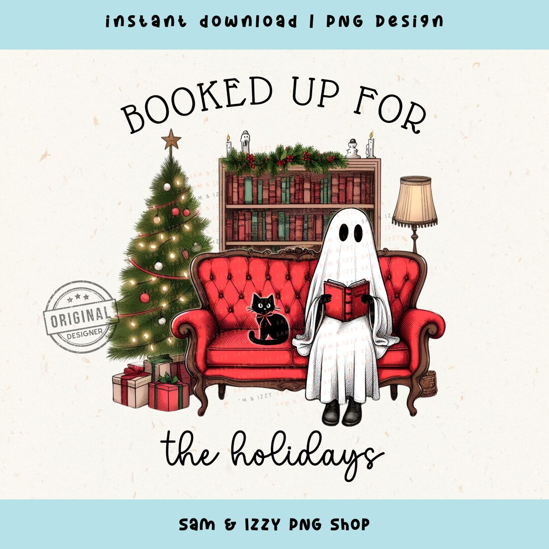 All Booked for Christmas Ghost Sublimation PNG Design, Vintage Retro ...