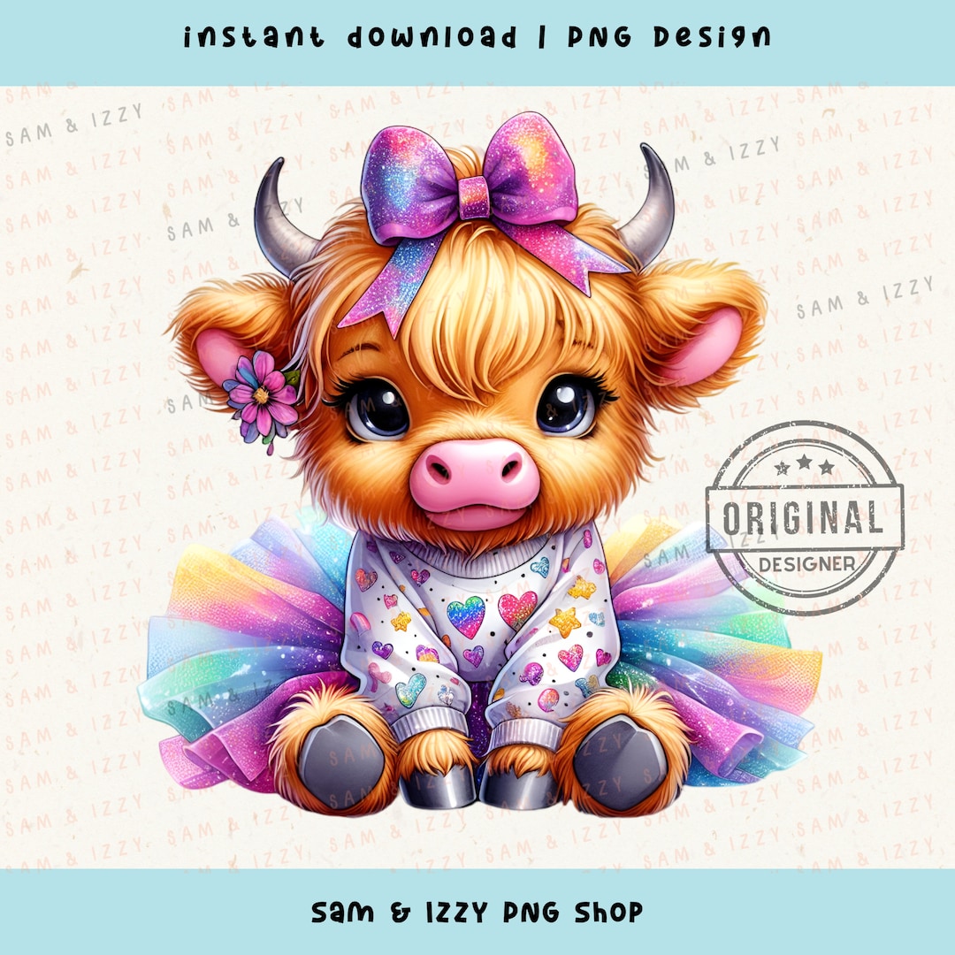 Highland Cow Png, Highland Cow Design, Pink Cow, Watercolor Clipart ...